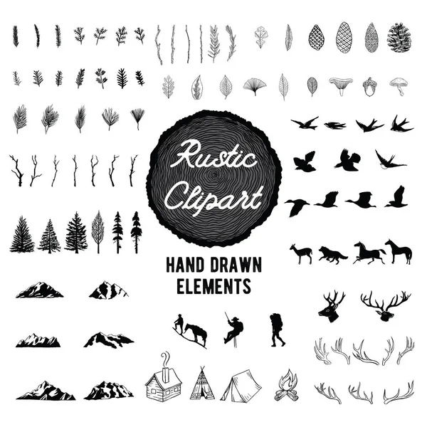 Rustic Logos Set Rustic Logo Templates Designs Outdoors Nature Stock ...