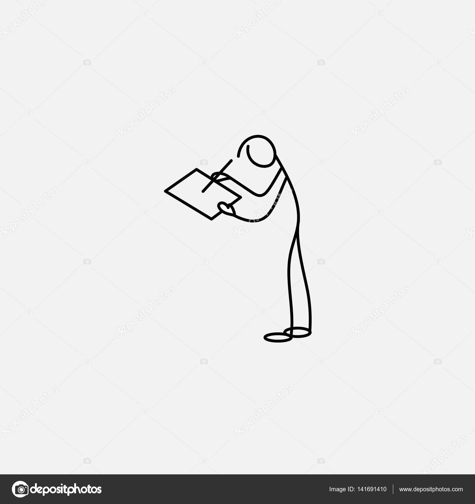 Stick figure man writing or making notes Stock Vector Image by ©binik1 ...