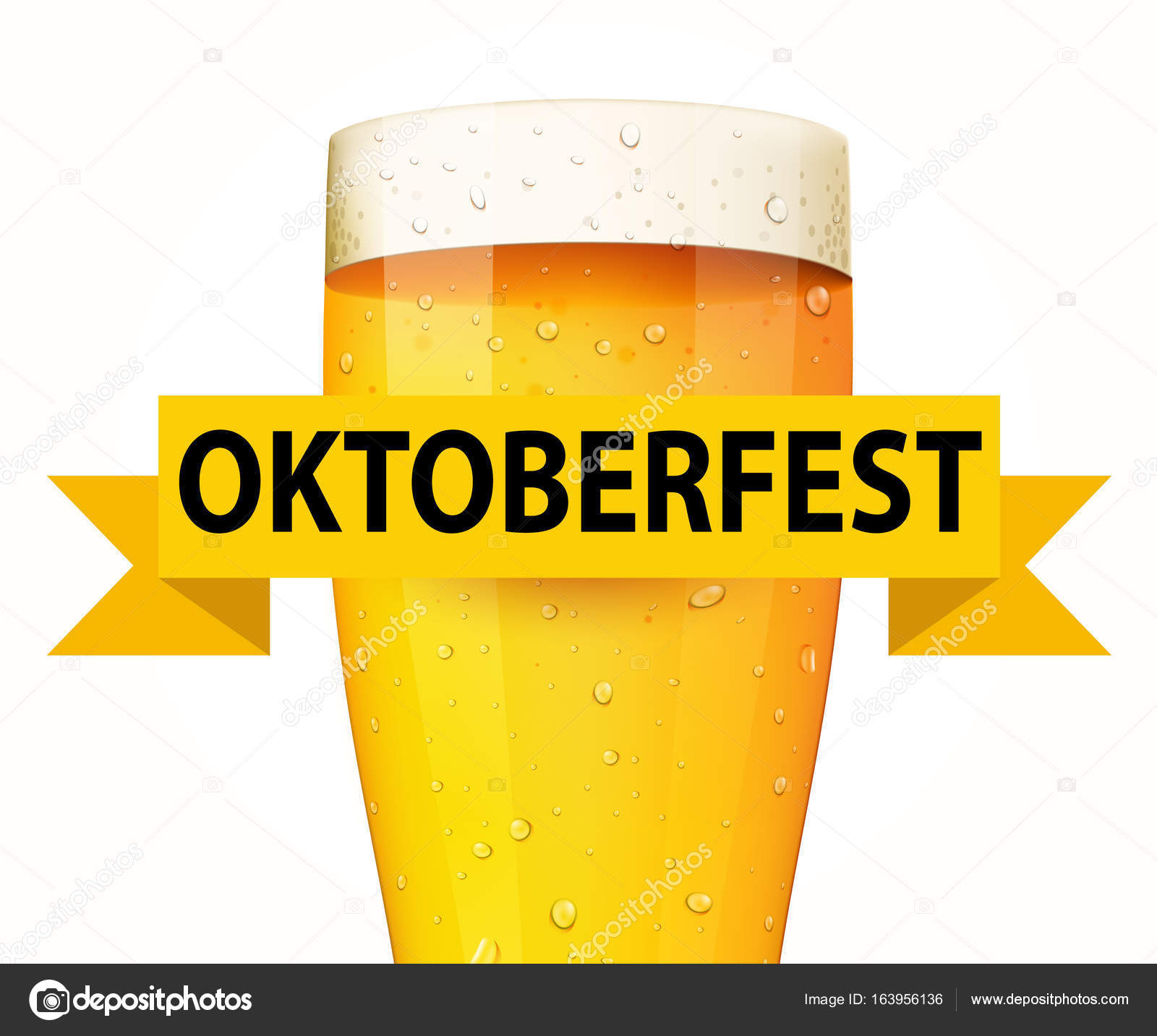 Glass of beer isolated on white background. Oktoberfest poster. Stock ...