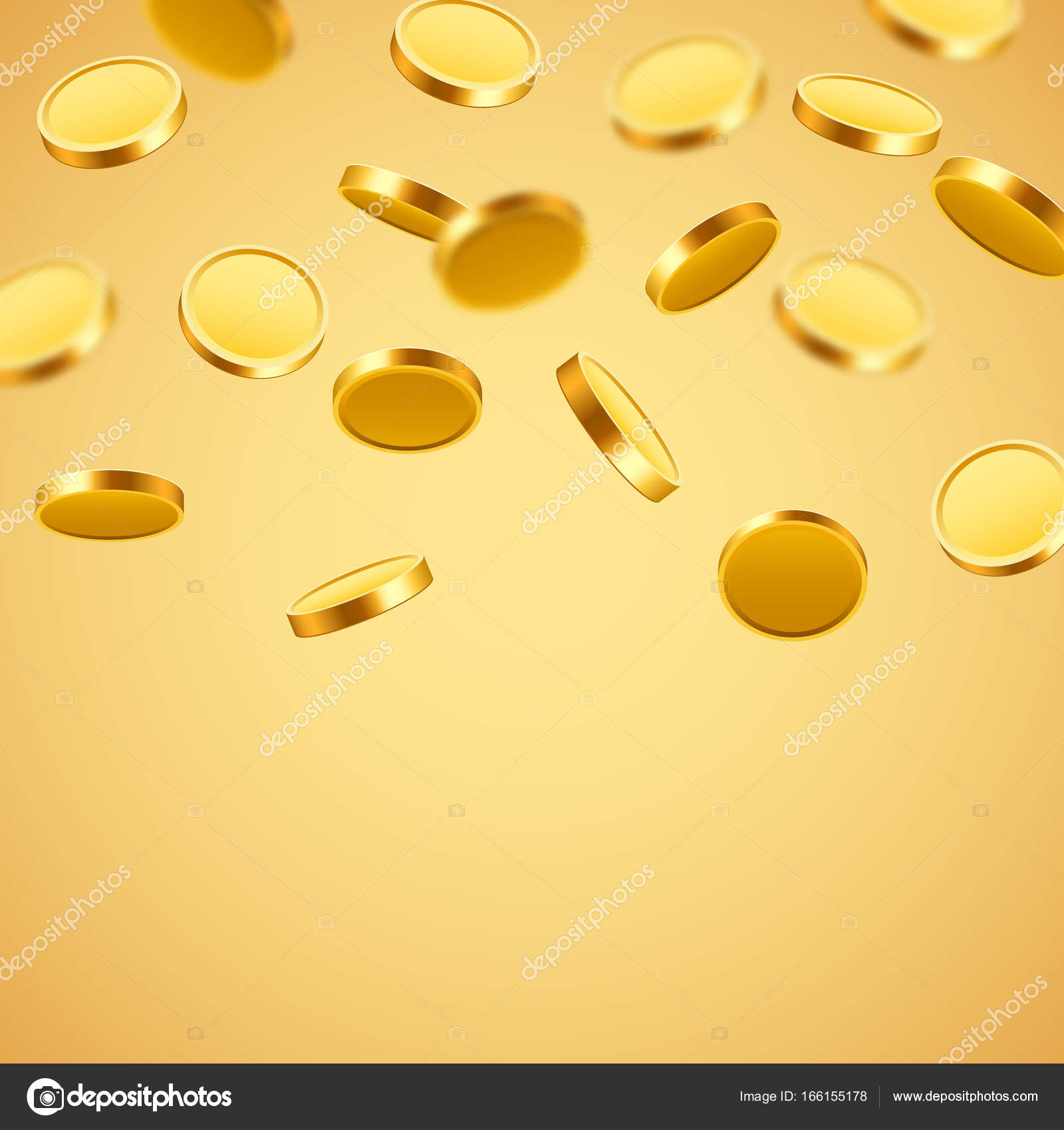 Falling coins, falling money, flying gold coins, golden rain. Jackpot ...