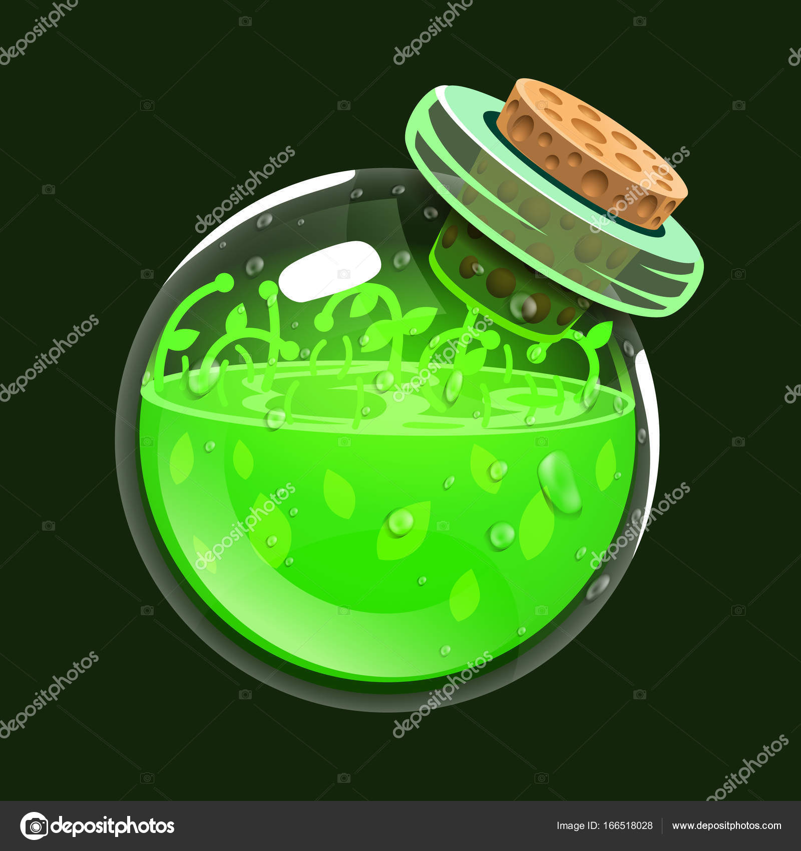 Bottle of life. Game icon of magic elixir. Interface for rpg or match3 ...