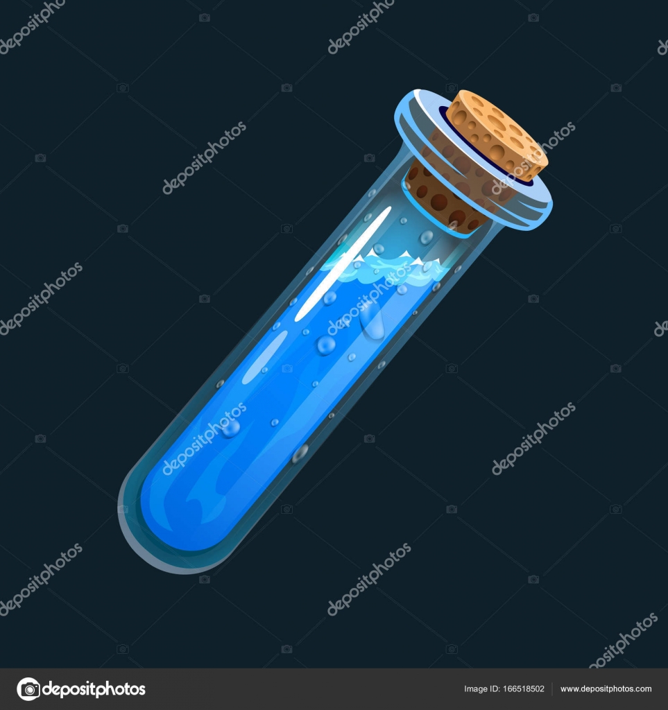 Bottle of water. Game icon of magic elixir. Interface for rpg or match3 ...