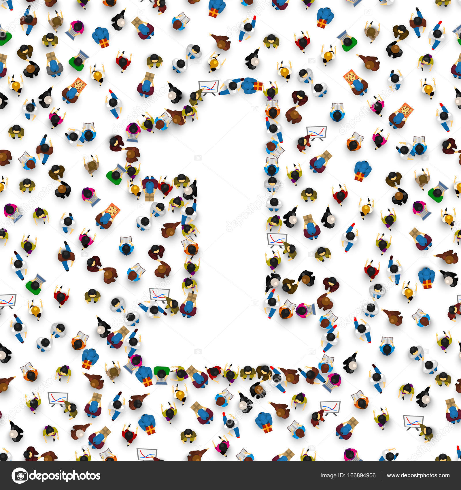 Large group of people in number 1 one form. Stock Vector Image by ...