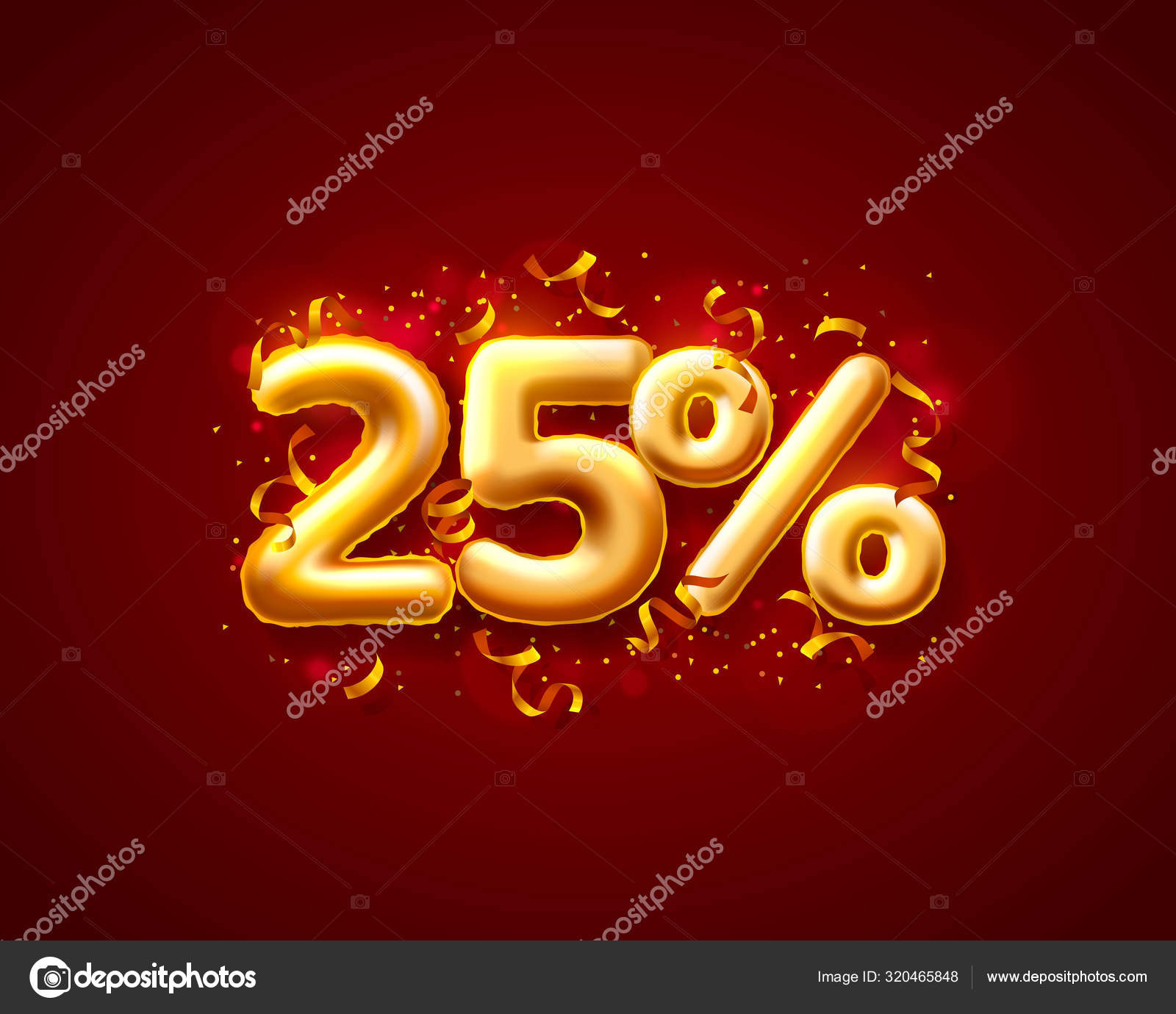 Sale 25 off ballon number on the red background. Stock Vector Image by ...