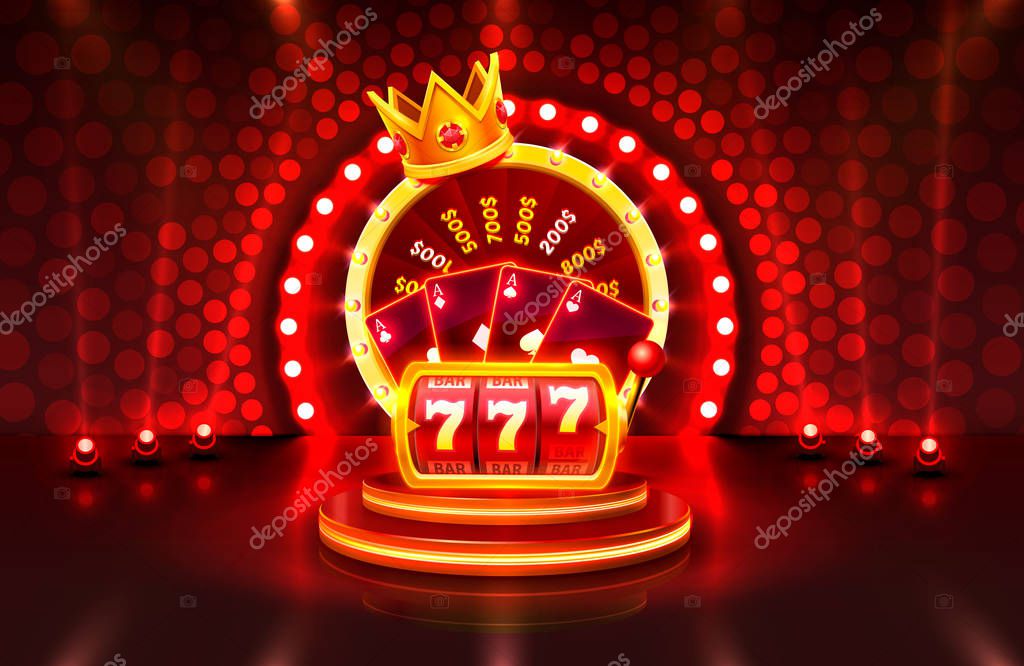 Cubierta de Casino 3d, m quinas tragamonedas y ruleta con tarjetas, Escena de arte de fondo. 2024