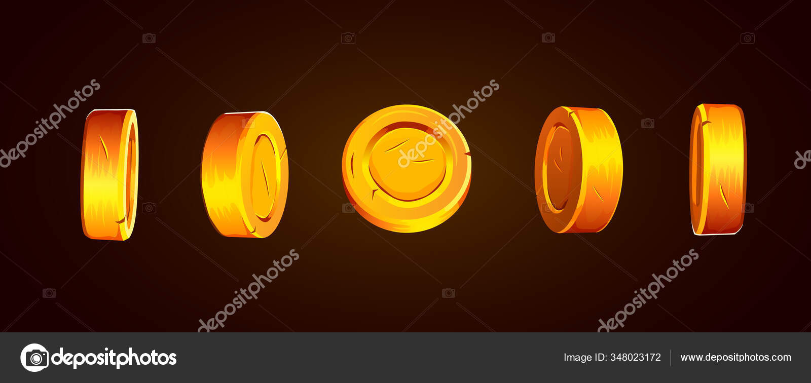 3d gold isolated coins set. Different positions. Flying gold coins ...