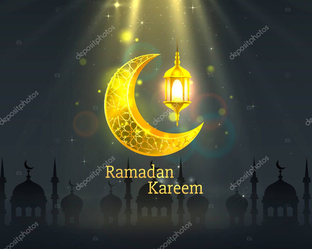 Carta de presentación del Ramadán, Vista nocturna de la mezquita ...