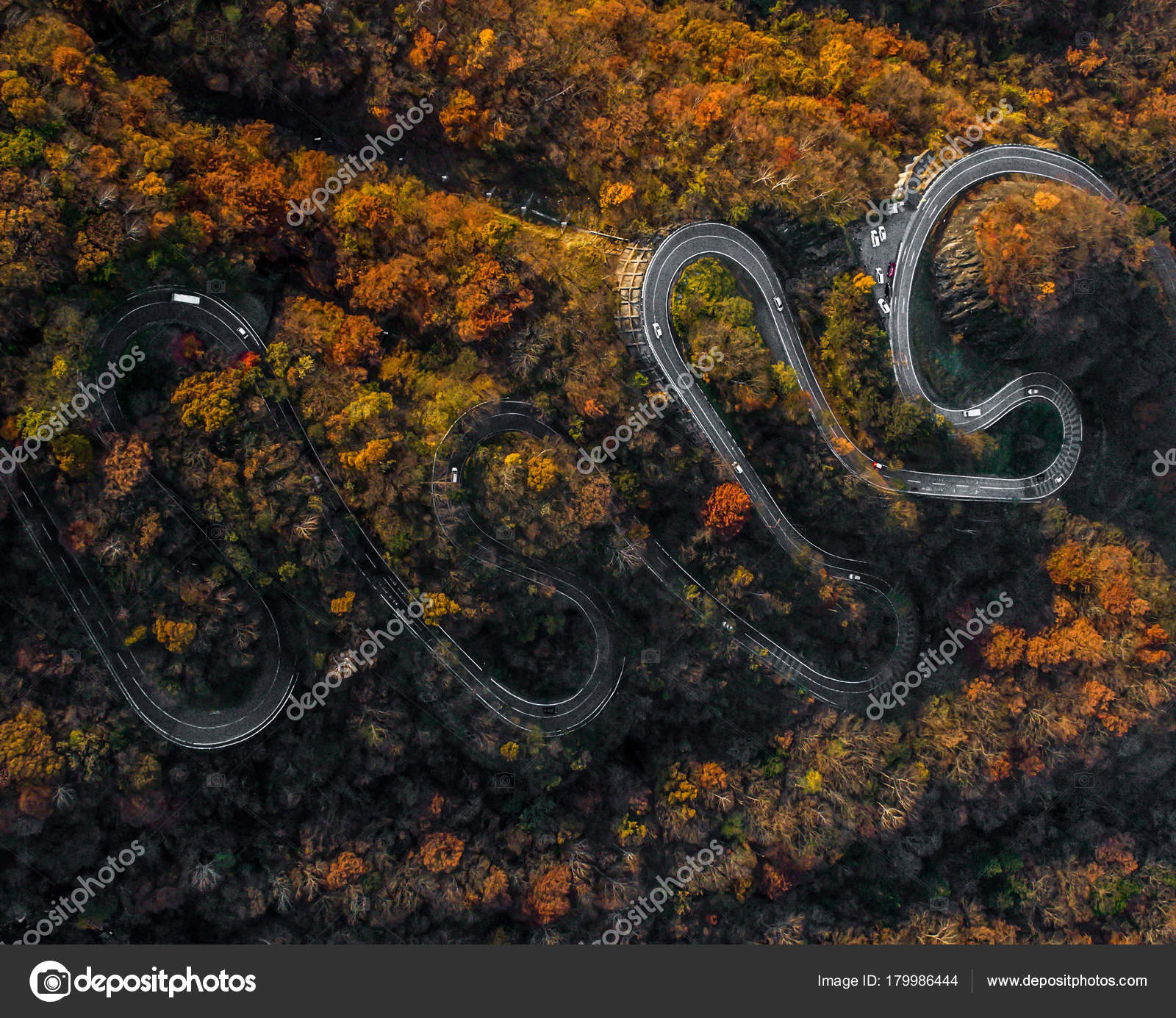 Nikko 's winding road in autumn, Japan — Stock Photo © oneinchpunch ...