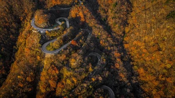 Nikko 's winding road in autumn, Japan — Stock Photo © oneinchpunch ...