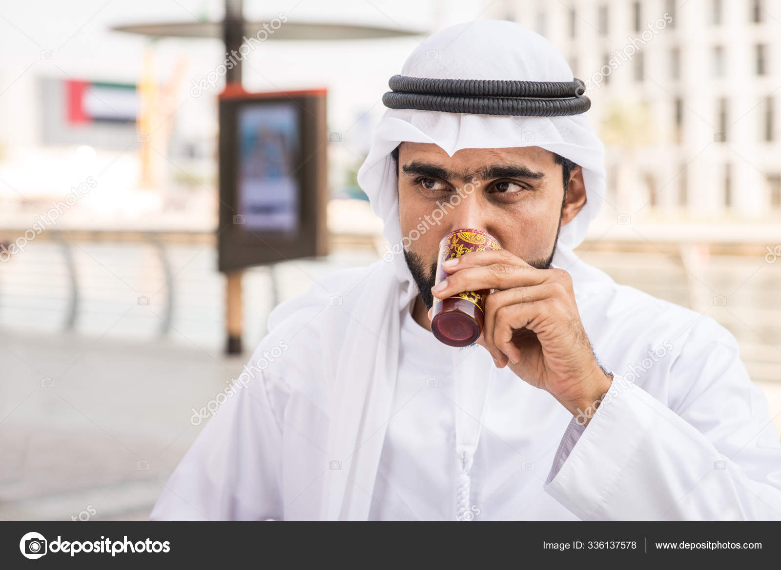 Two men with kandora in Dubai — Stock Photo © oneinchpunch #336137578