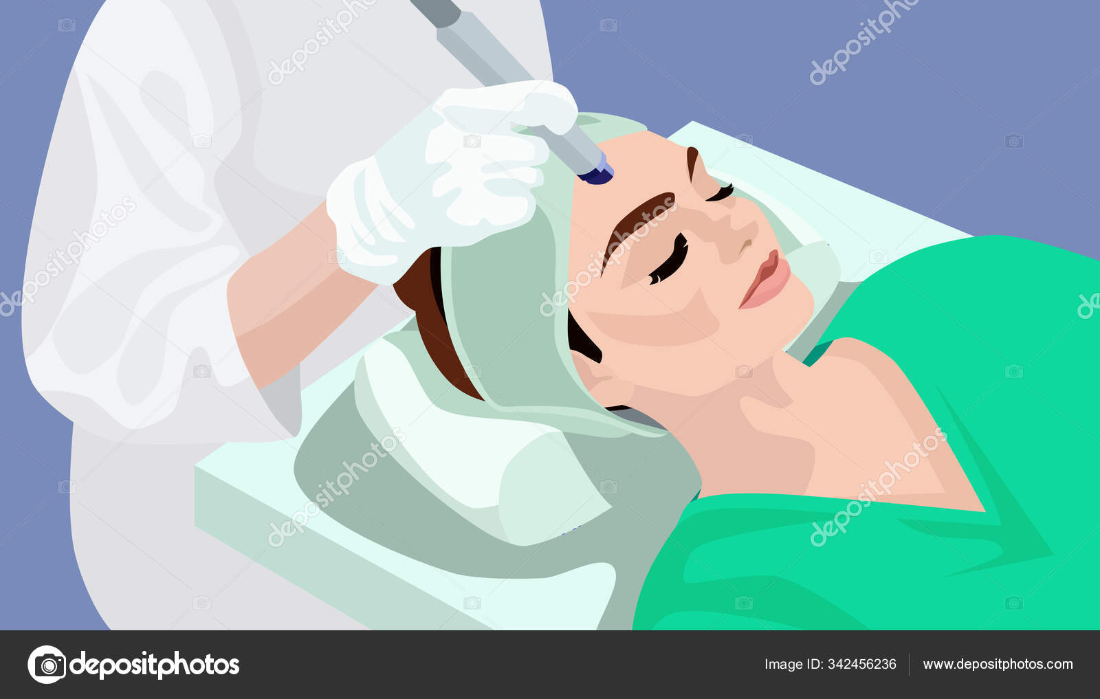 Cosmetic surgery. Microdermabrasion. Vector illustration of realistic ...