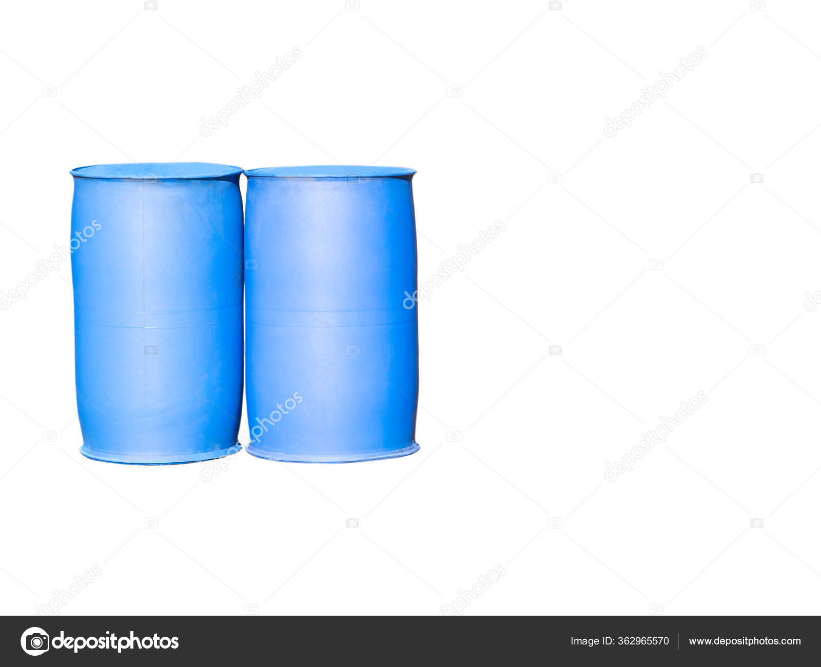 Two Blue Plastic Barrels Stand Isolated White Background Concept Safe ...