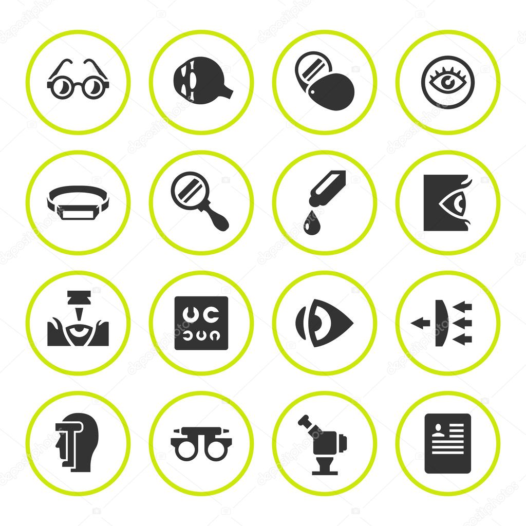 Conjunto De Iconos Redondos De Oftalmología Y Optometría 2023