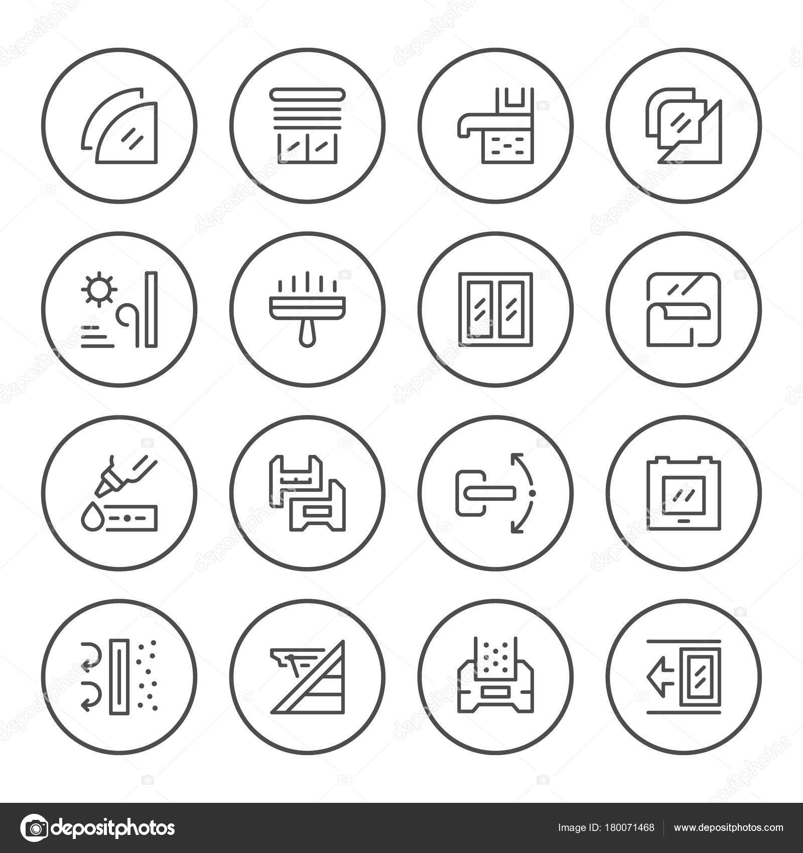Set round line icons of window Stock Vector Image by ©motorama #180071468
