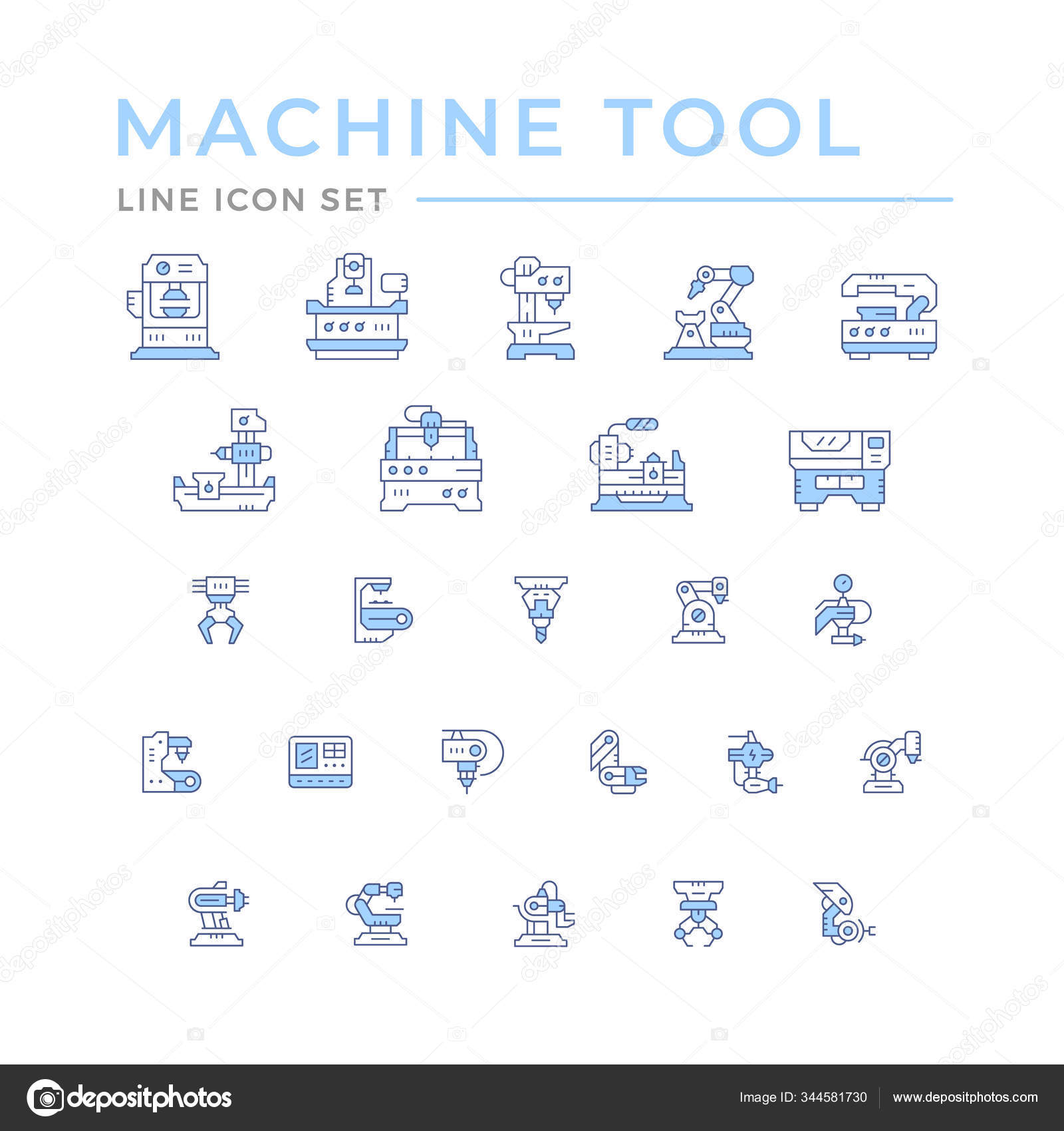 Set icons of machine tool, robotic industry Stock Vector Image by ...