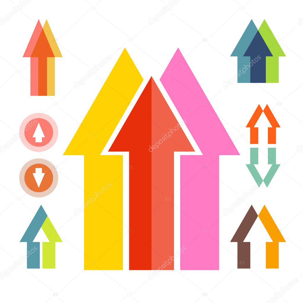 Arrow Symbol Up and Down Funky Colorful Arrows Set Isolated on White ...