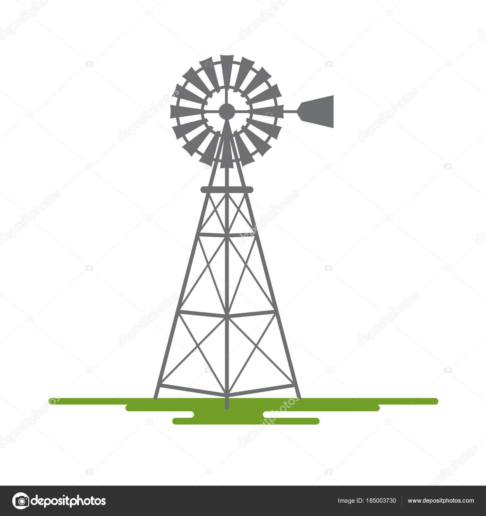 Windmill Flat Design Vector Symbol Isolated on White Background Stock ...