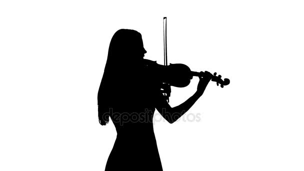 Woman professional violinist playing the fiddle. Silhouette — Stock ...