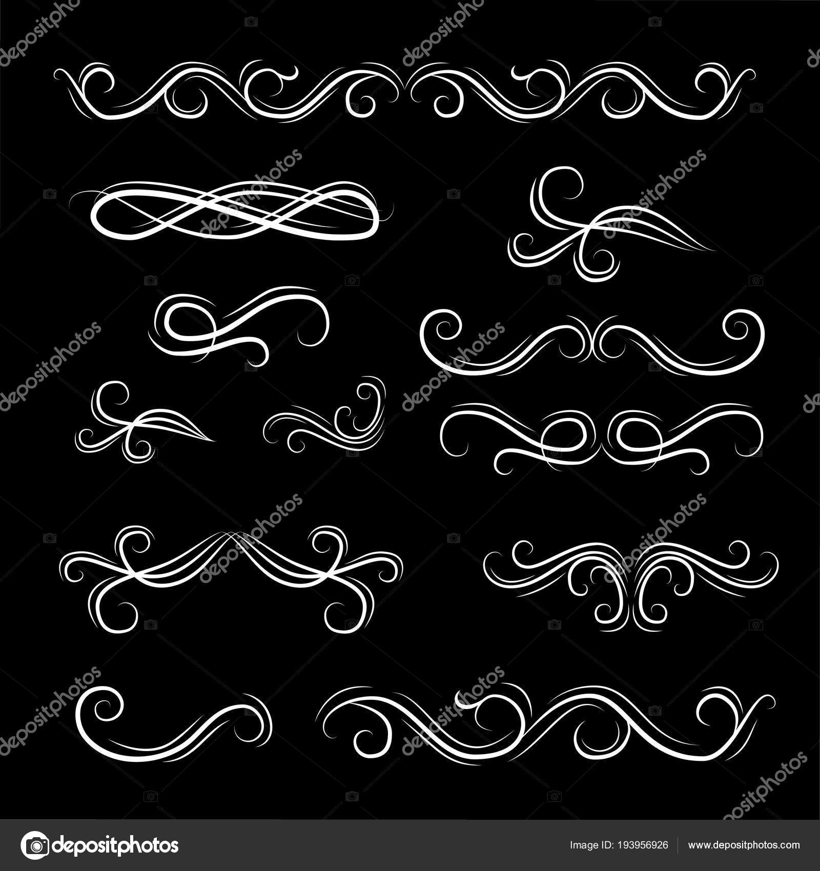 Scroll filigree eleents. Spiral, swirl motion. Flourish ornament, Page ...