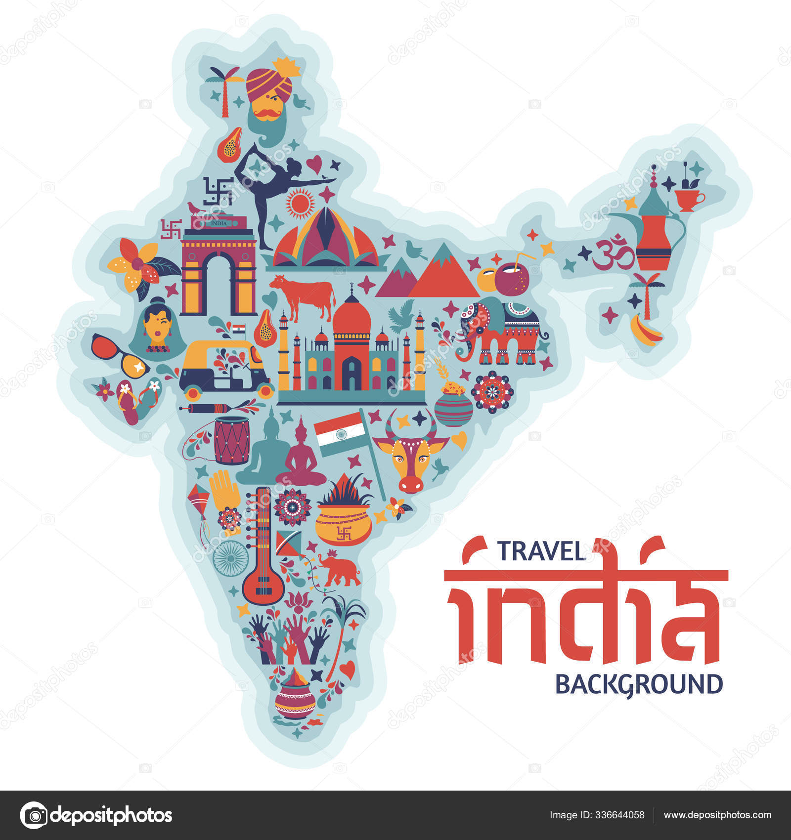 Traditional symbols in the form of a map of India Stock Vector Image by ...