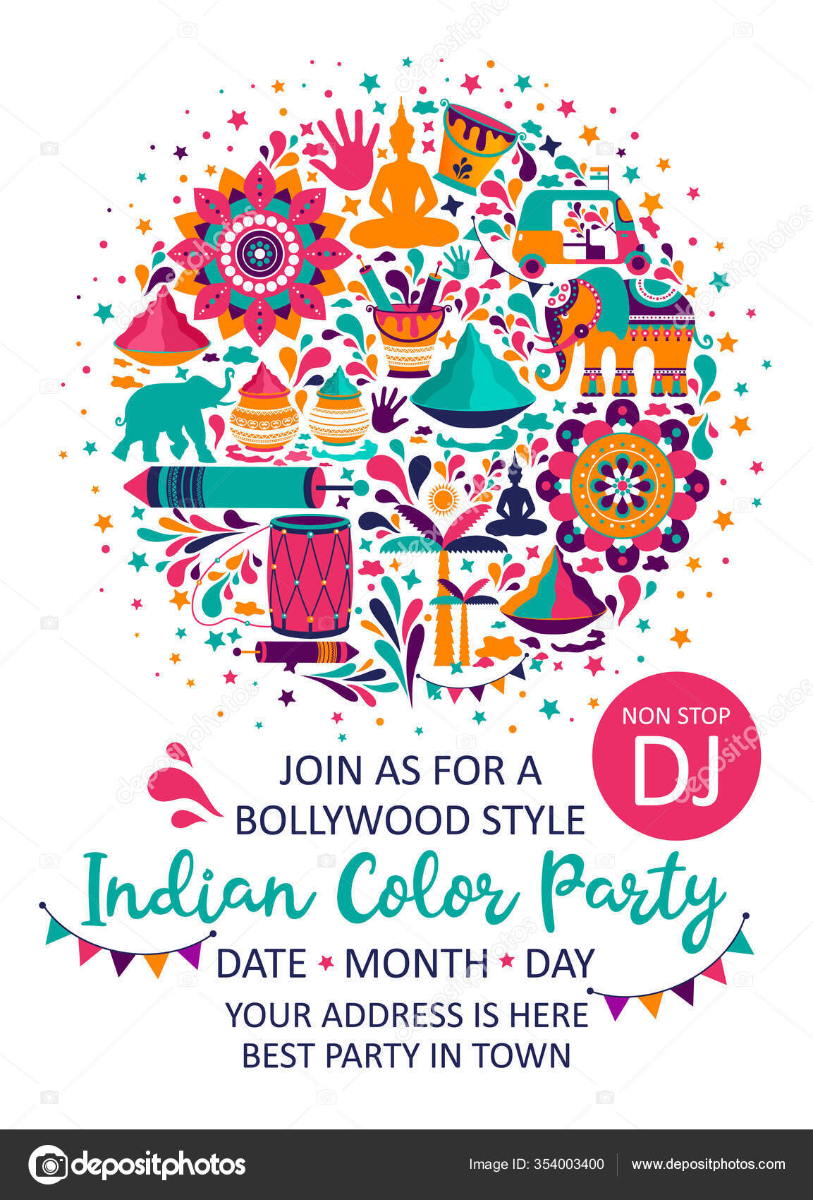 Happy holi vector layot invitation card, Happy holi design with ...