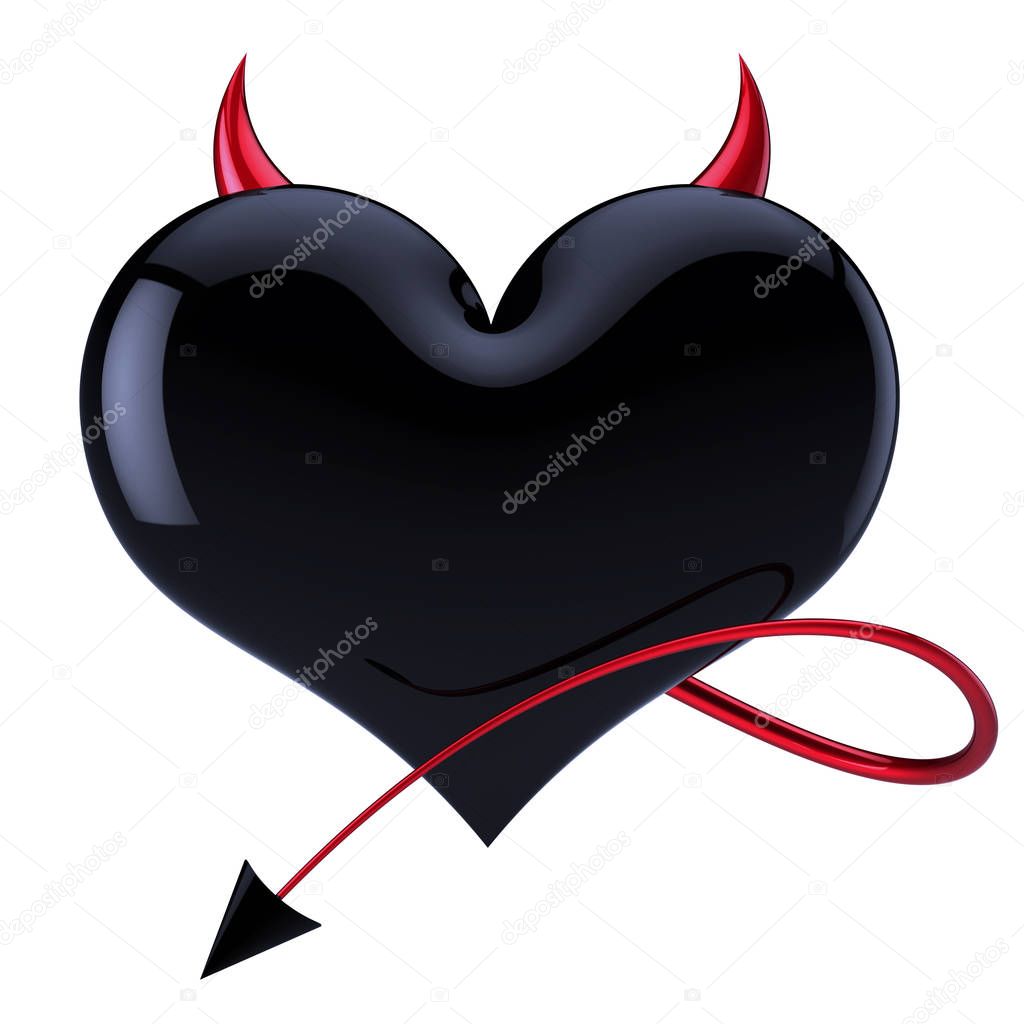 Corazón diablo mal amor abstracto demonio amante concepto negro rojo 2023