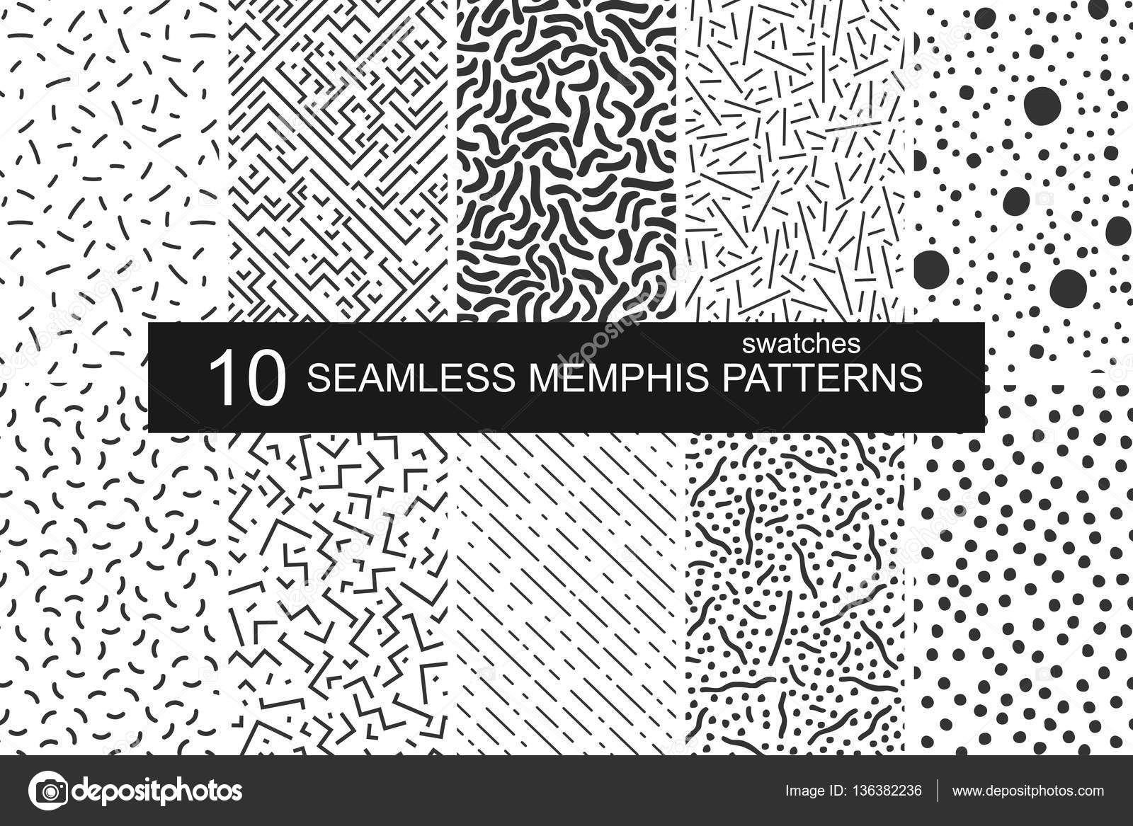 Muestras patrones memphis - sin costuras. Estilo de moda retro 80-90 . Vector de stock ...