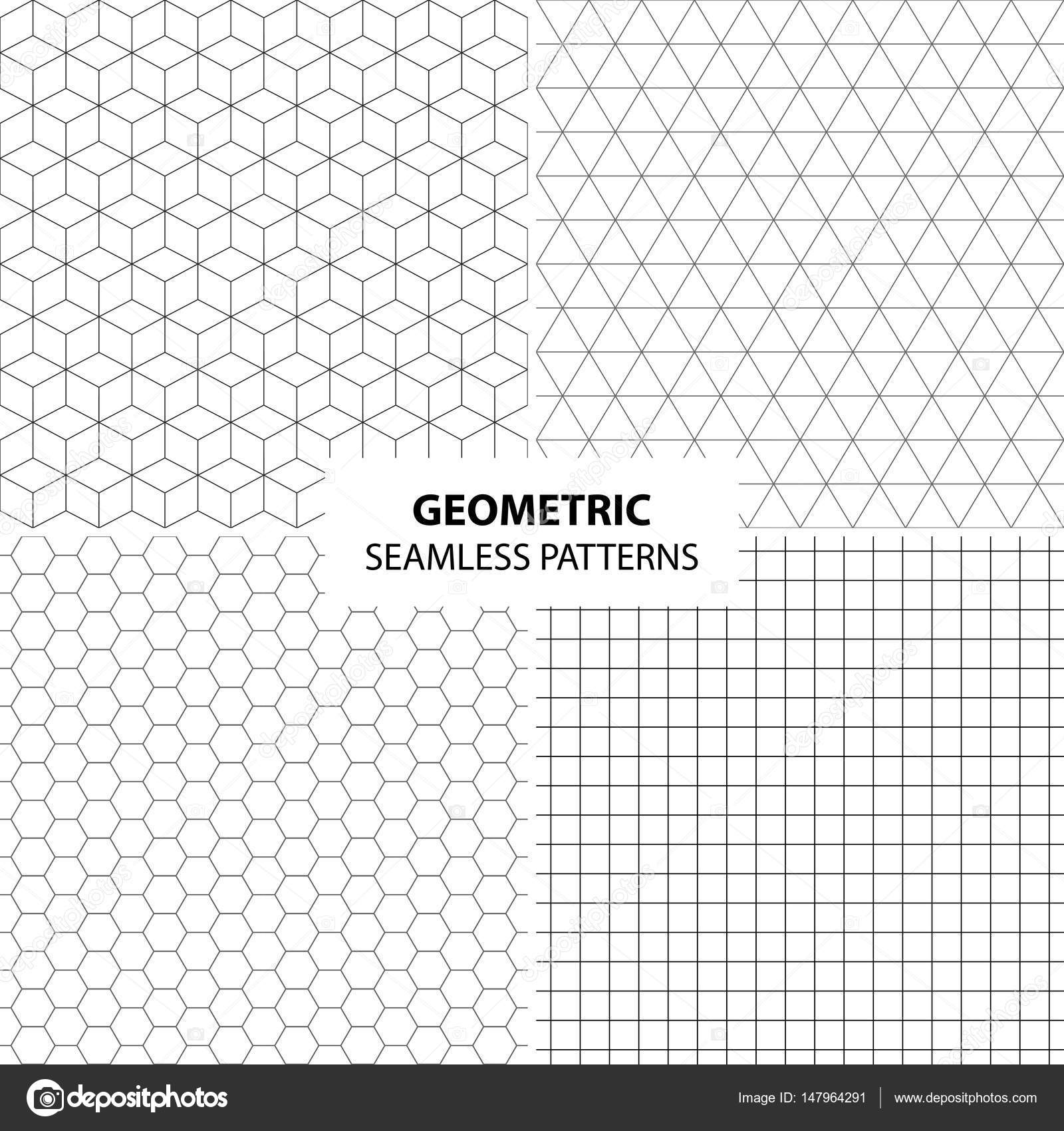 Set of simple geometric patterns - seamless. Stock Vector Image by ...