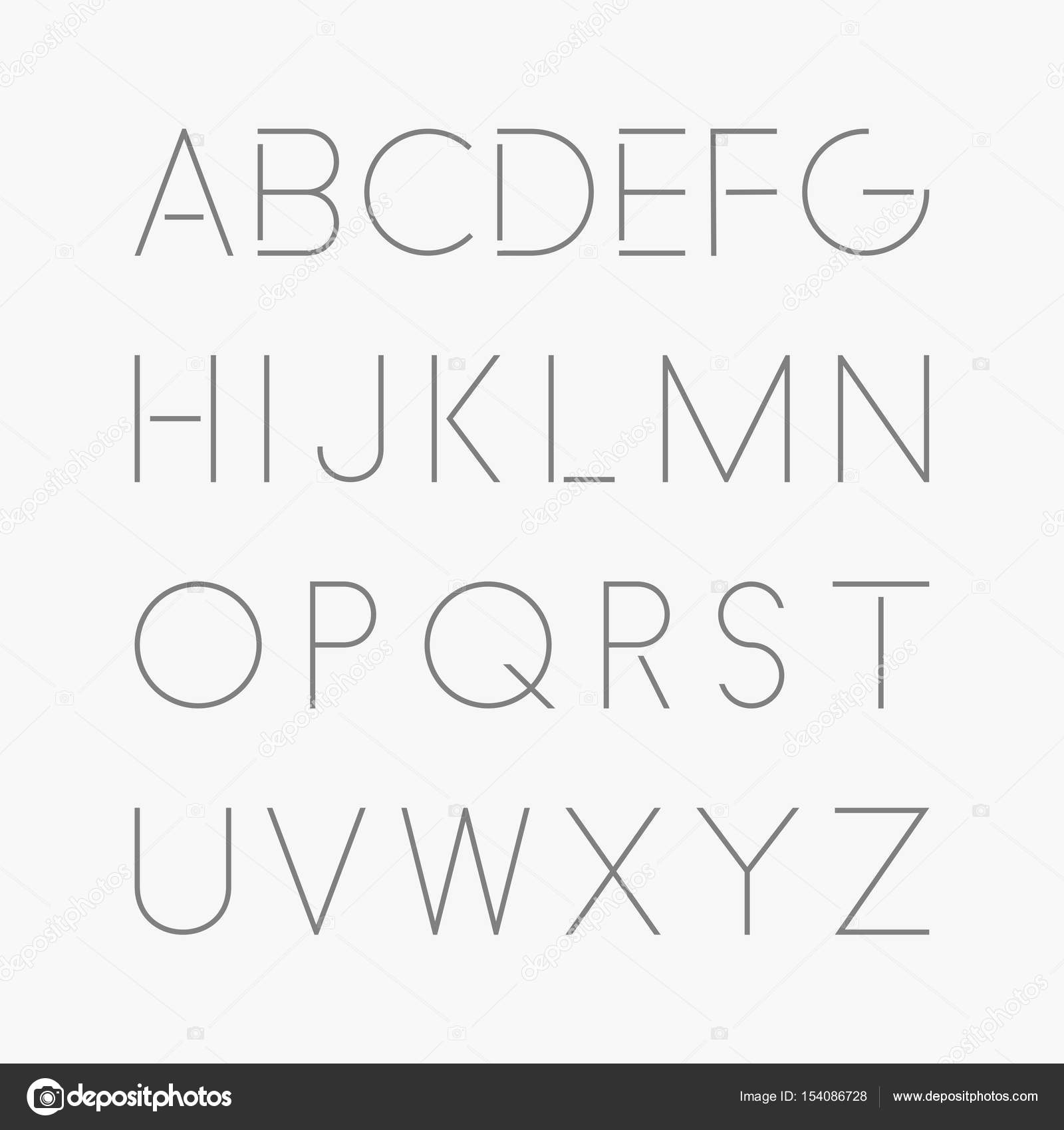 Thin minimalistic font. Vector english alphabet. — Stock Vector ...