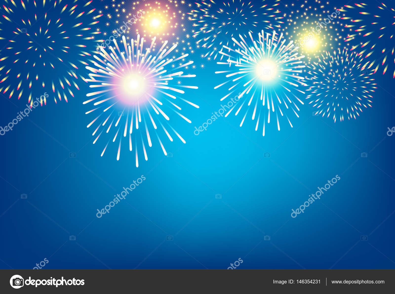 Golden firework on blue background for celebration concept Stock Vector ...
