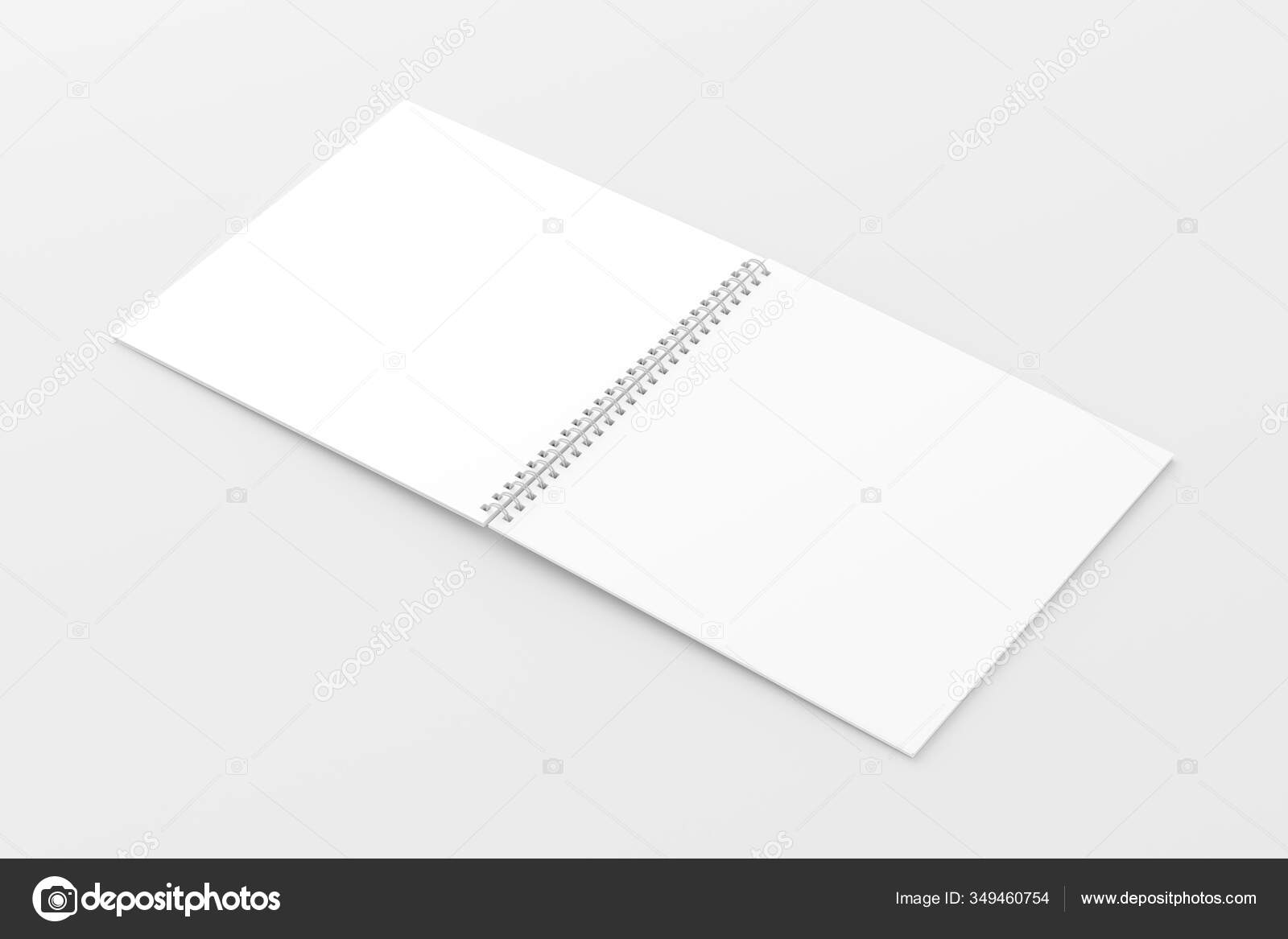 Square Spiral Notebook Notepad White Blank Rendering Mockup — Stock ...