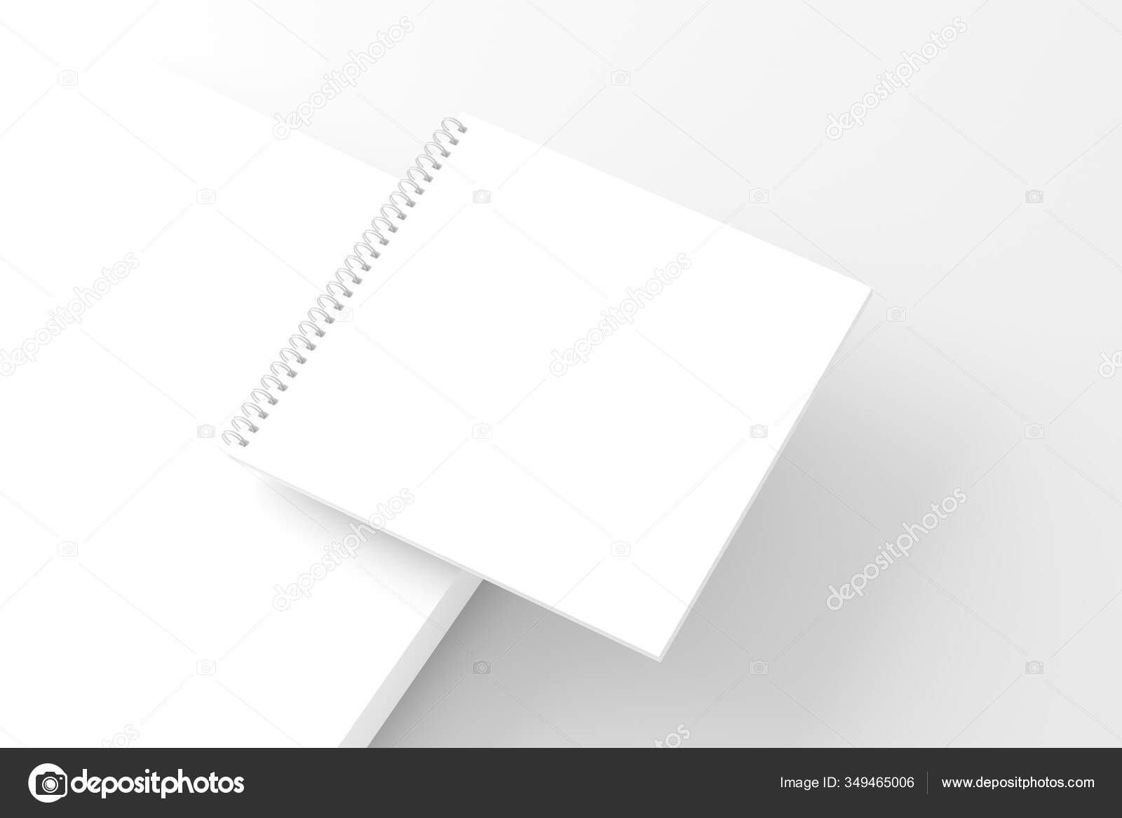 Square Spiral Notebook Notepad White Blank Rendering Mockup — Stock ...