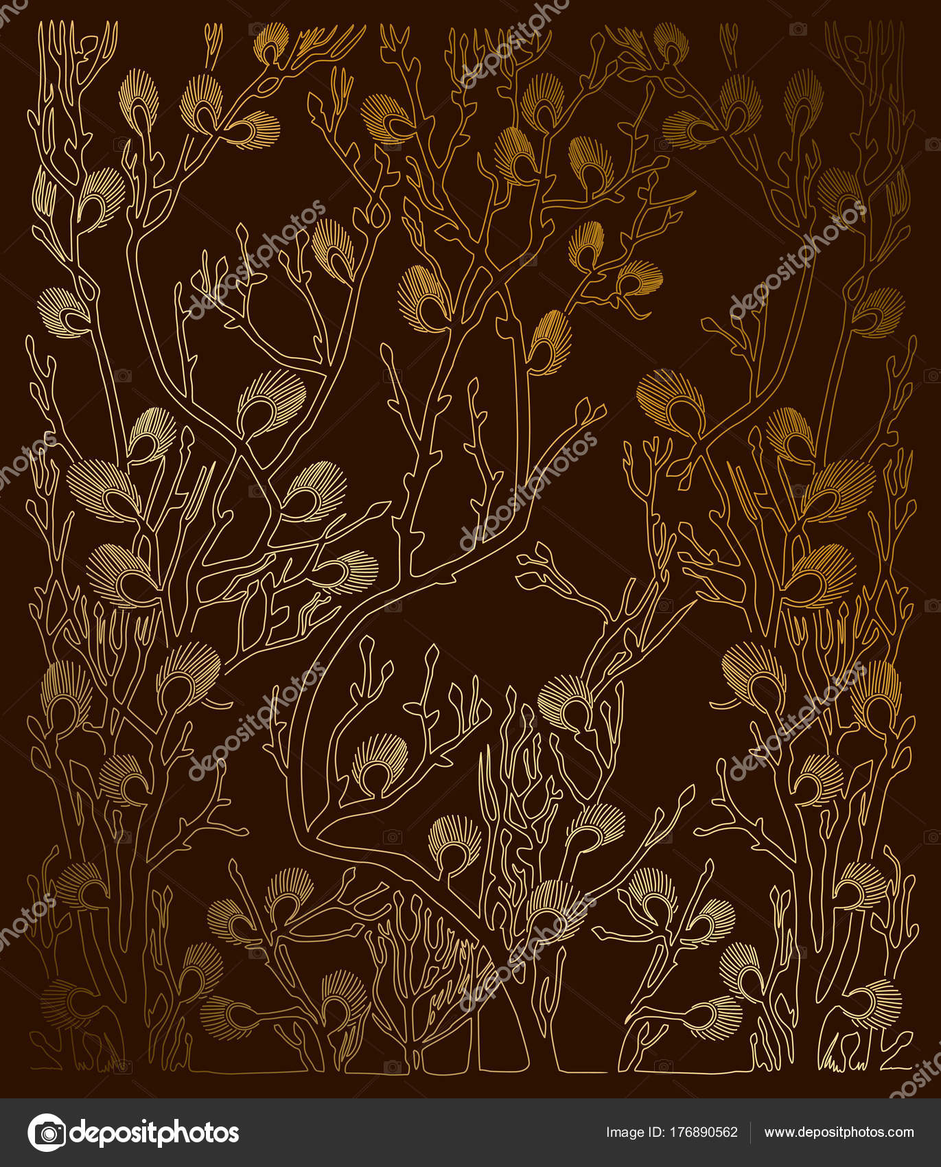 Fondo oscuro con ramas de resorte dorado - vector Vector de stock por ...