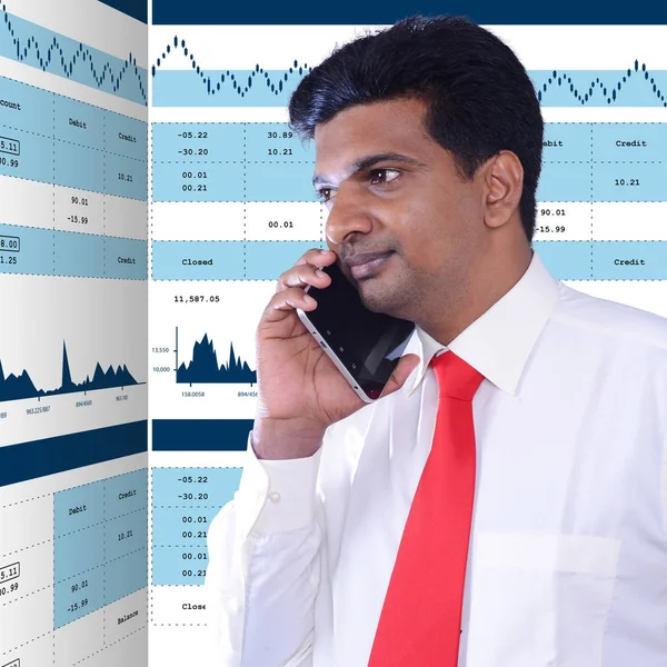 digital illustration of Man checking stock market analysis - Stock ...