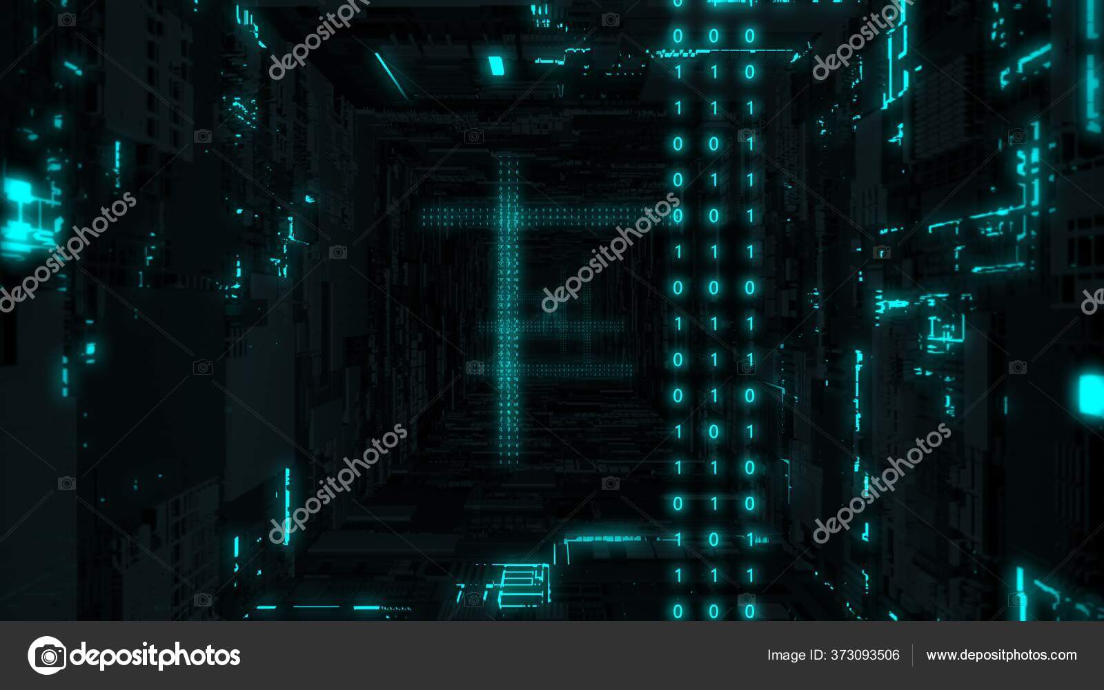 Fly Inside Computer with Data Streams of Binary Zeros and Ones - Abstract Background Texture ...