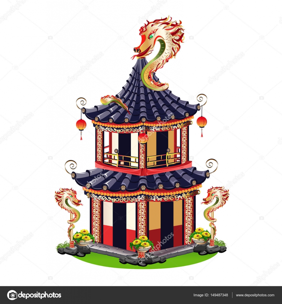 Cartoon Chinese Golden Dragon