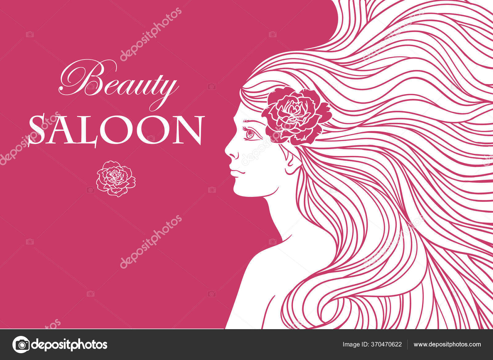 Girl Streaming Hair Hand Drawn Vector Linen Illustration Background ...