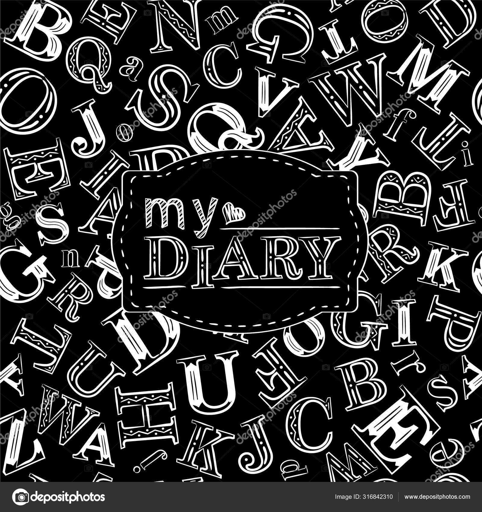 Cover Diary Seamless Lettering Background Vector Illustration School ...