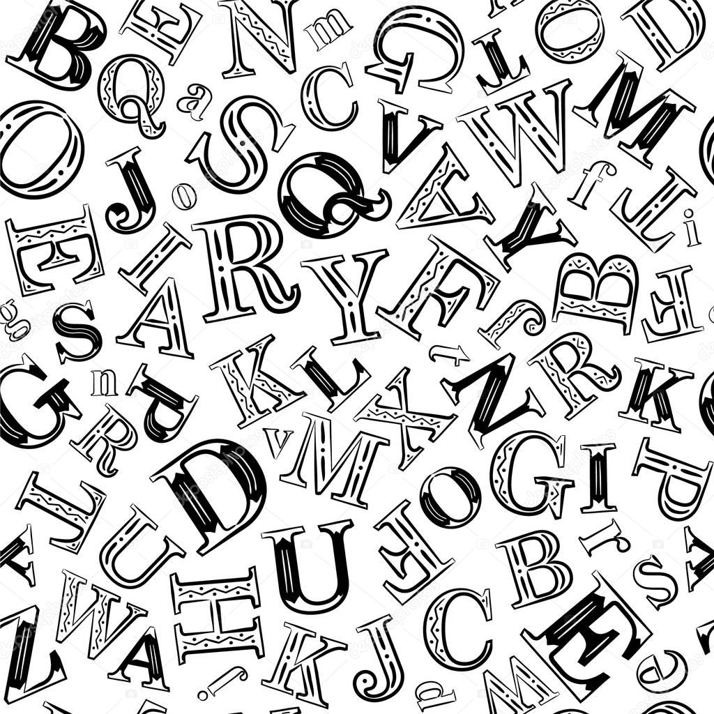 Patrón de letras sin costuras. Papel de regalo. Letras del alfabeto ...