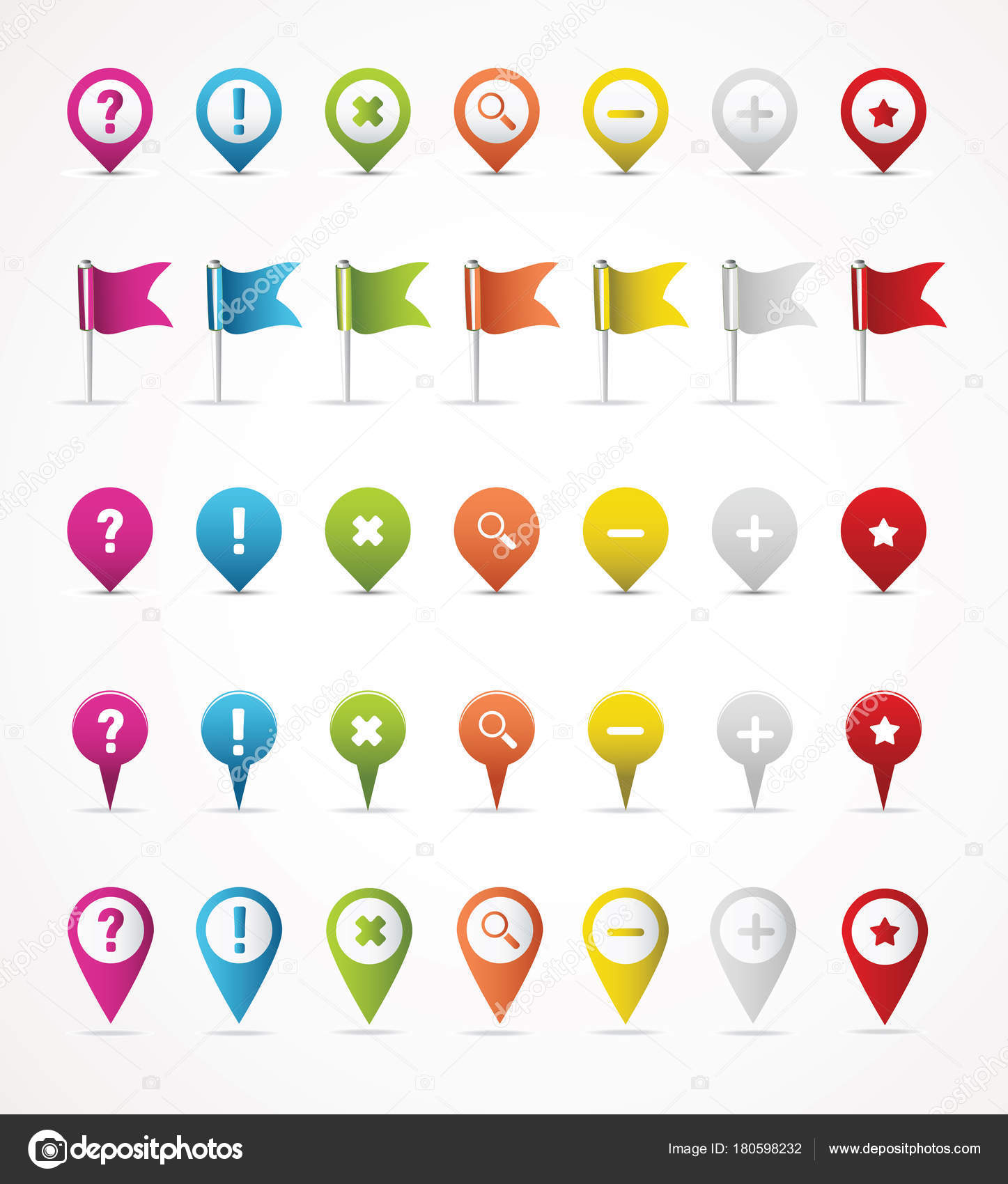 Collection Gps Navigation Map Icons Symbols White Background Stock ...
