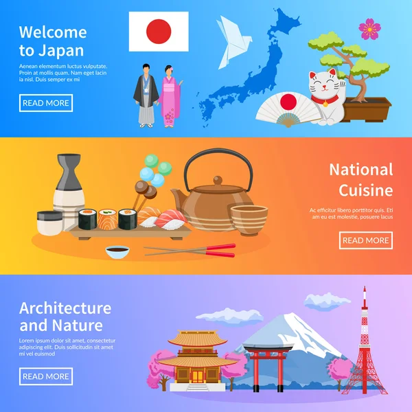 Japan banner set — Stock Vector © macrovector #56633979