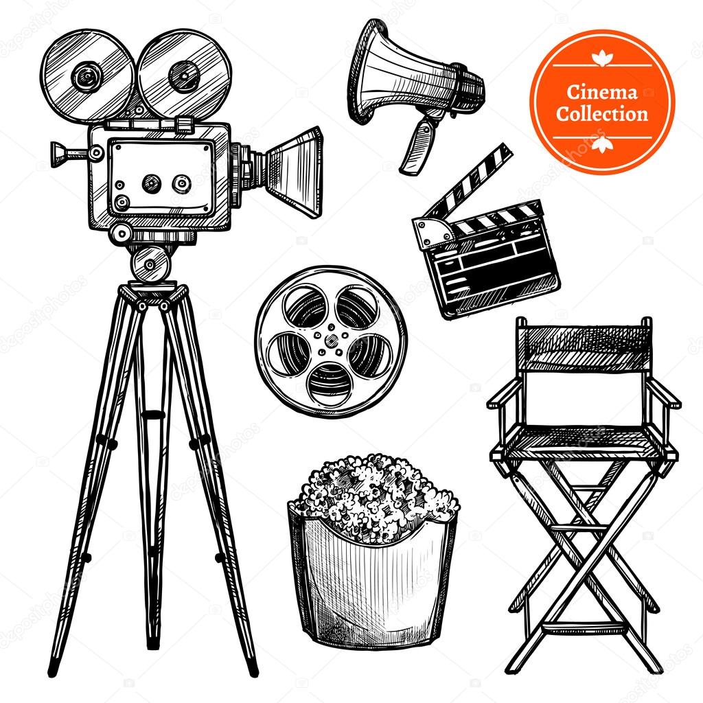 Cinema Hand Drawn Set Stock Vector Image by ©macrovector #127997382