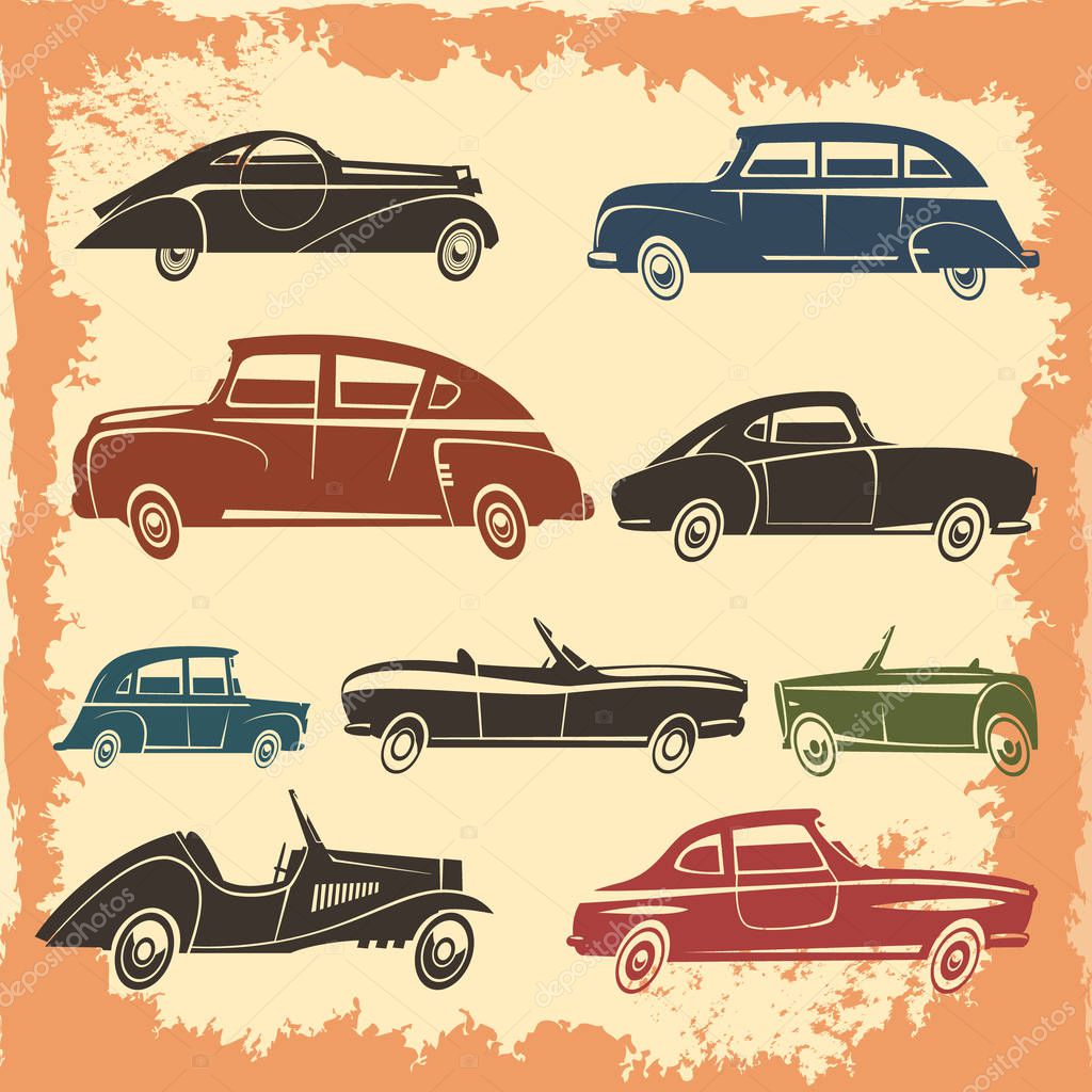 Retro Car Models Vintage Style Collection Stock Vector by ©macrovector ...