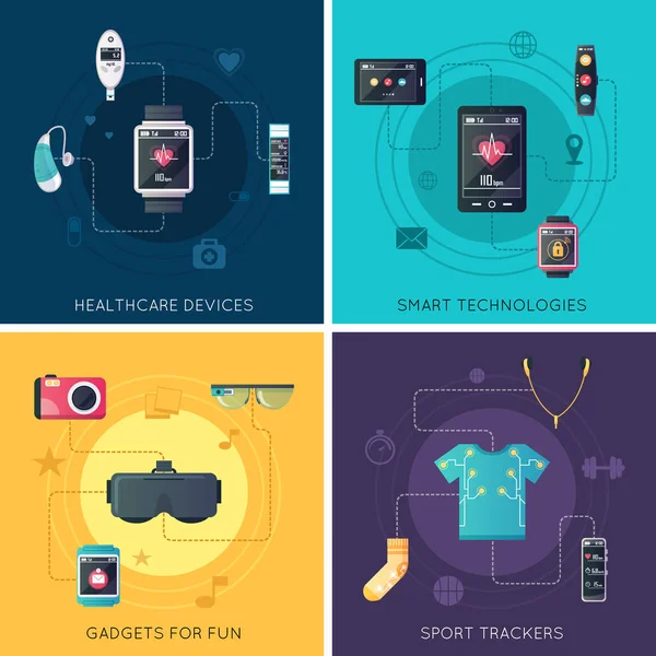 Wearable Technology Icons — Stock Vector © macrovector #68189599