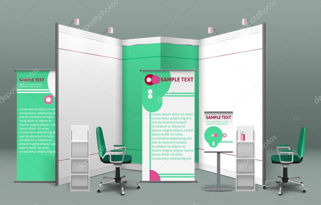 Exhibition Stand Concept — Stock Vector © macrovector #130274280