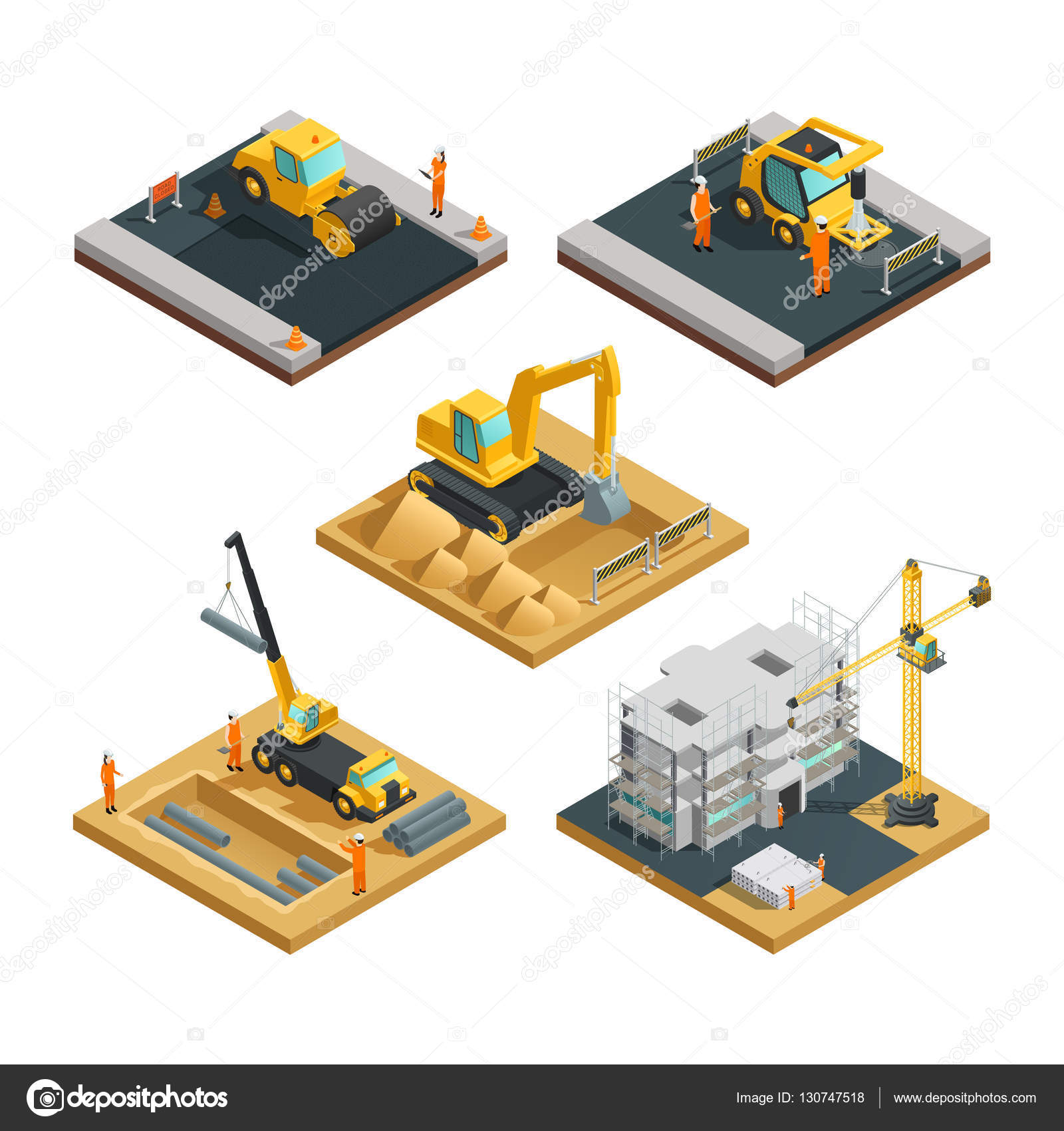 Construction Isometric Composition Set Stock Vector Image by ...