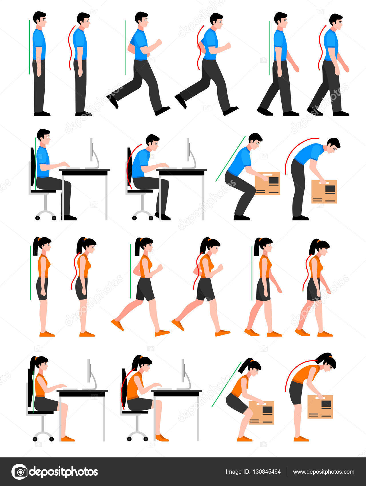 Colorful Postures Set Stock Illustration by ©macrovector #130845464