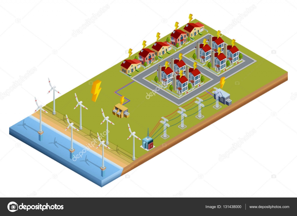 Electric Power Generation Station Isometric Layout Stock Vector Image ...