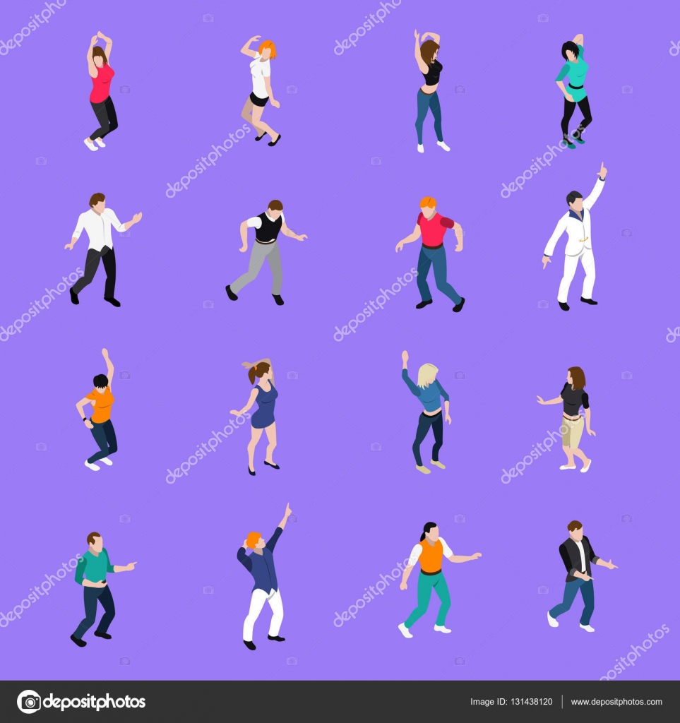 Dancing People Movements Isometric Icons collection Stock Vector Image ...