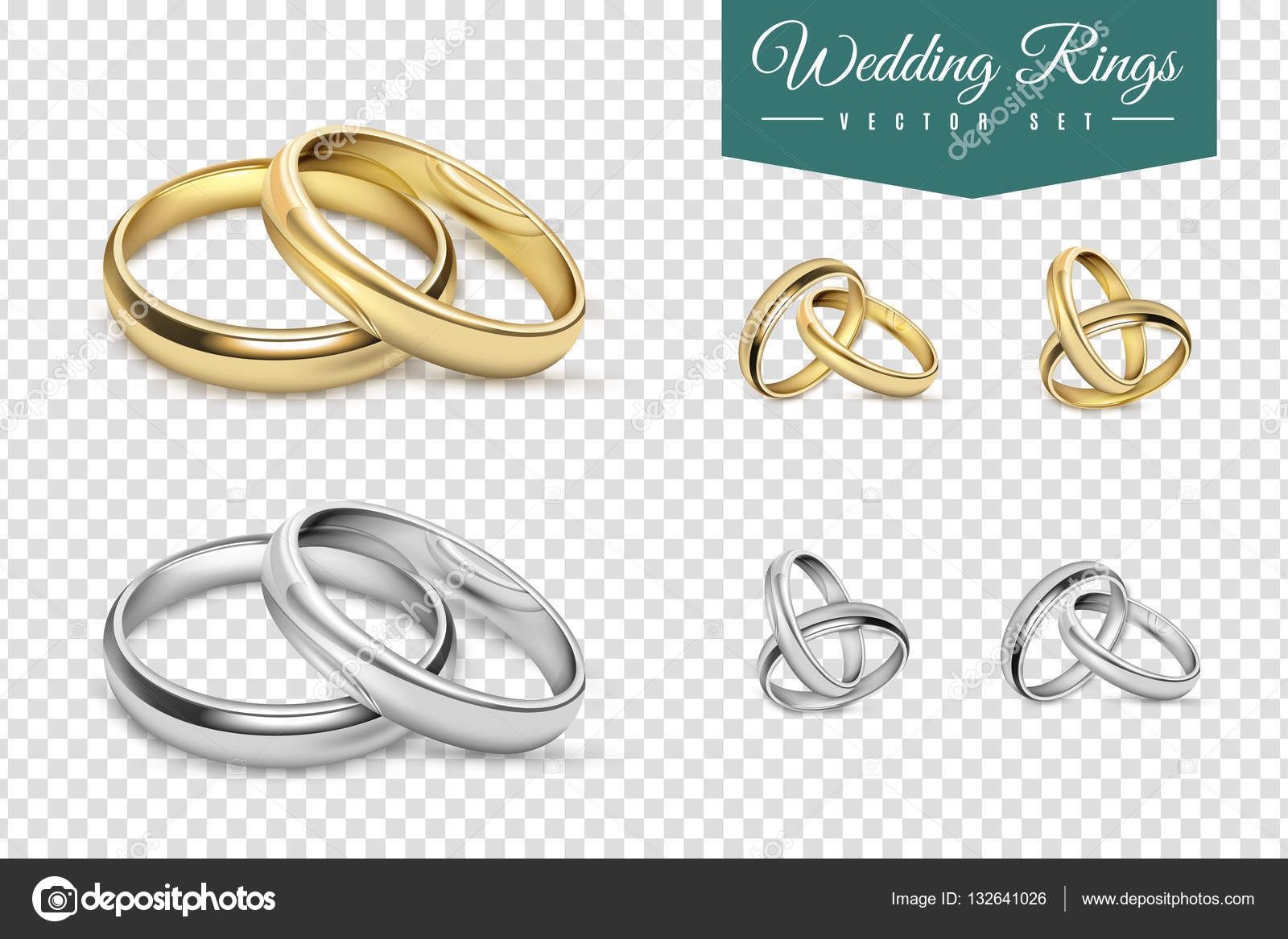 Wedding Rings Set — Stock Vector © macrovector #132641026